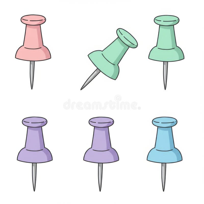 Pastel Colored Thumbtacks Stock Illustrations – 12 Pastel Colored ...