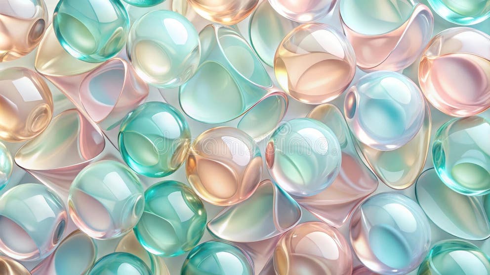 Pastel-colored Translucent Spheres and Geometric Shapes Create an ...