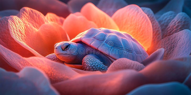 Pastel-Colored Turtle Curled Up Inside a Shell Background for Cute ...