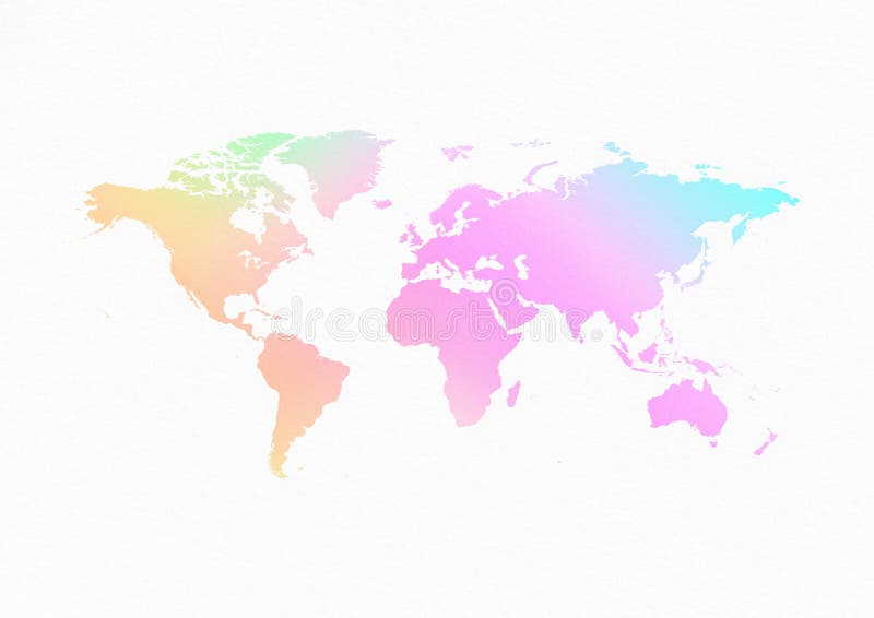 Pastel World Map Isolated on White Paper Background Stock Illustration ...