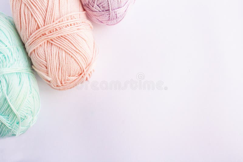 Pastel Colored Yarn on a White Background Stock Image - Image of yarn ...
