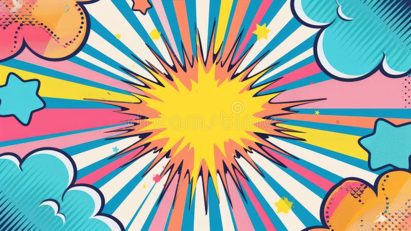 Pastel Colorful Comic Abstract Background Template, in a Style of Pop ...