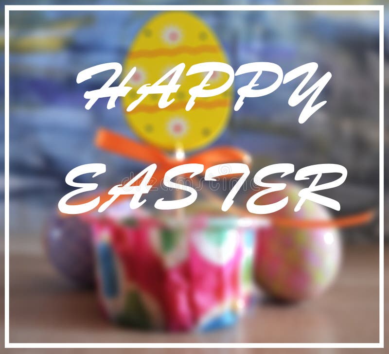 Pastel and Colorful Easter Eggs and Cakes with Happy Easter Word. Stock ...