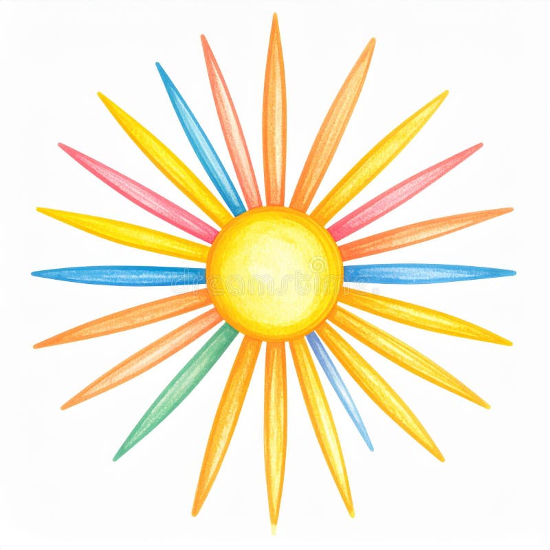 Pastel Colorful Sun Rays Illustration Stock Image - Illustration of ...