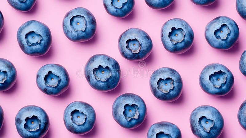 In Pastel Colors, Blueberries Form a Pattern on a White Background ...