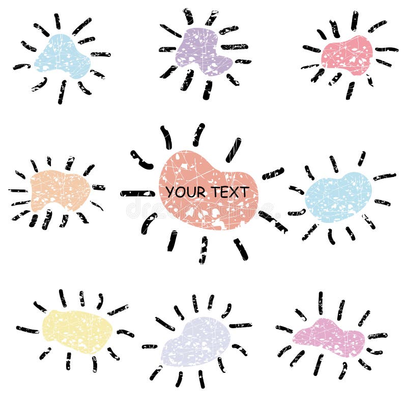 Pastel Colors Nine Scratch Sun Burst and Random Shape Stock Vector ...