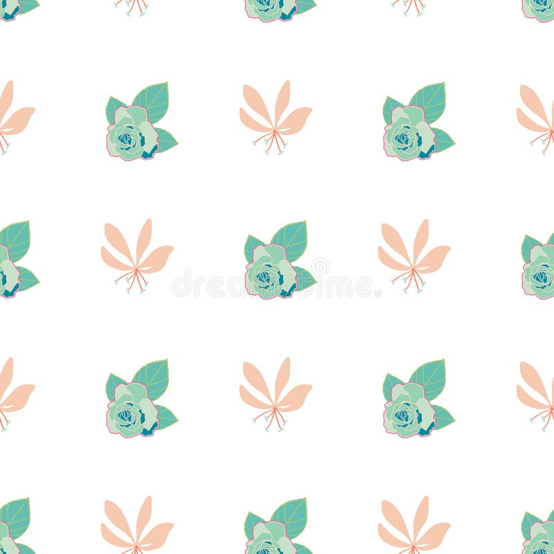 Vector Repeat Seamless Pattern with Small Flowers and Roses. Stock ...