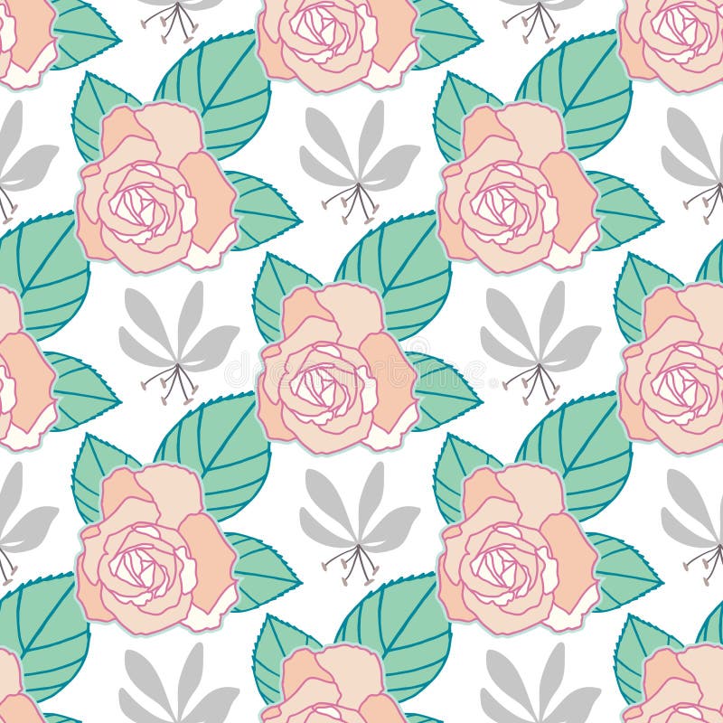 Vector Repeat Seamless Pattern with Small Flowers and Roses. Stock ...