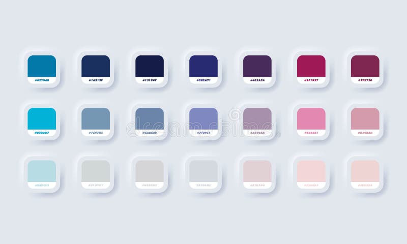 Pastel Colour Palette. Vector. Catalog Samples Purple and Blue in RGB ...