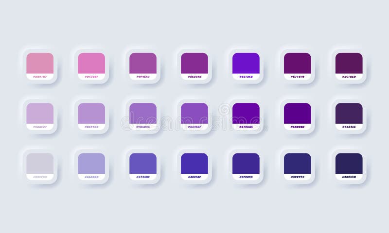 Purple Pastel Colour Palette. Vector. Catalog Samples Purple in RGB HEX ...