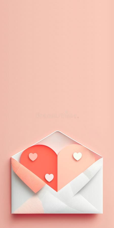Pastel Color Paper Cut Hearts Inside Envelope in 3D Stock Illustration ...