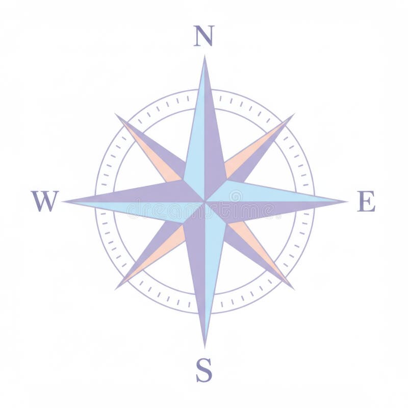 Pastel Compass Rose Illustration with Eight Points Stock Illustration ...