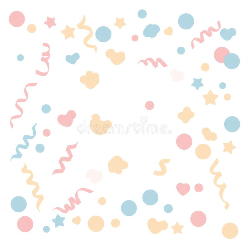 Pastel Confetti Party Background with Stars and Ribbons Stock ...
