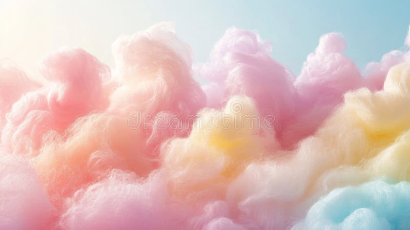 Pastel Cotton Candy Clouds Soft Texture Background Stock Illustration ...
