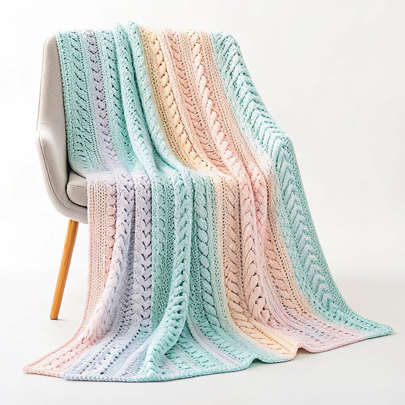 Pastel Crochet Throw Blanket Stock Illustration - Illustration of ...