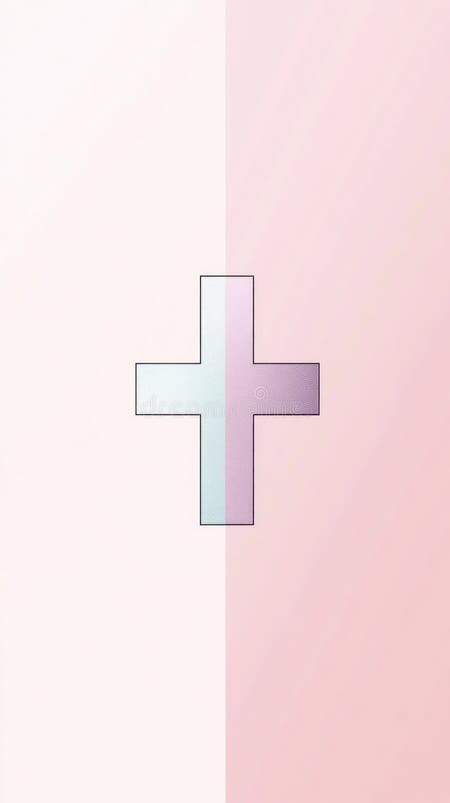 Pastel Cross on Split Light Pink Background with Minimalist Design ...