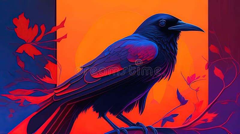 Pastel Crow in Multilayered Dimensions Stock Illustration ...