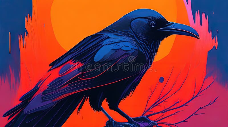 Pastel Crow in Multilayered Dimensions Stock Illustration ...