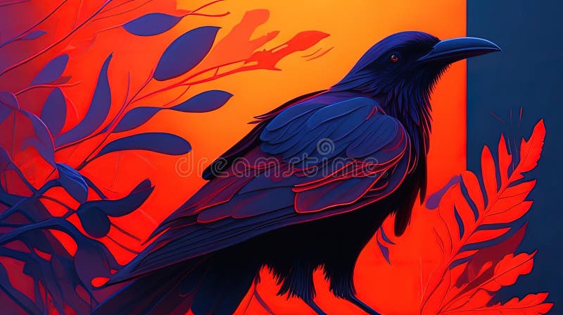 Pastel Crow in Multilayered Dimensions Stock Illustration ...