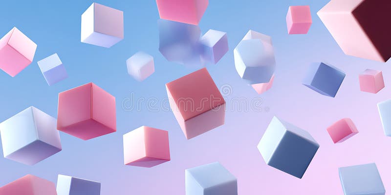 Pastel Cube Abstract Background Soft Colors Floating Shapes Digital Art ...