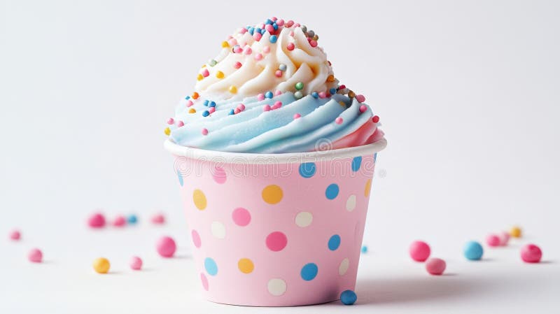Pastel Cupcake with Sprinkles on Pink Paper Cup Stock Illustration ...