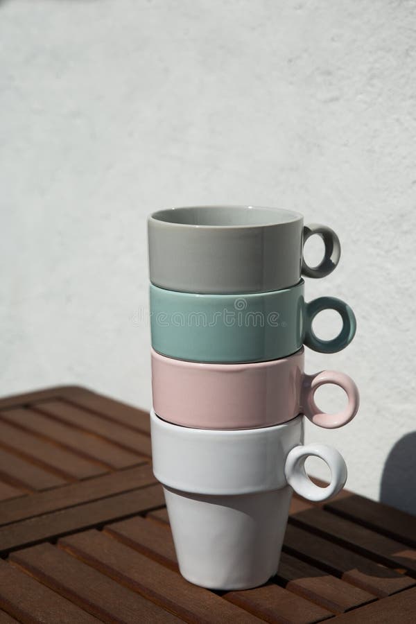 Pastel cups stock image. Image of coffee, drink, multiple - 77285721