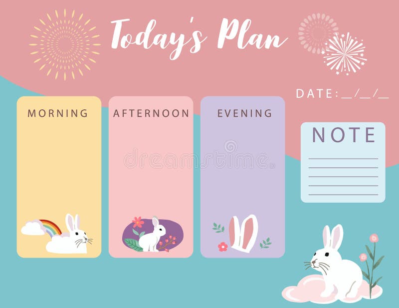 Pastel Cute Planner with Rabbit.Can Use for Printable,scrapbook,diary ...