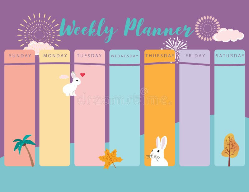Pastel Cute Planner with Rabbit.Can Use for Printable,scrapbook,diary ...