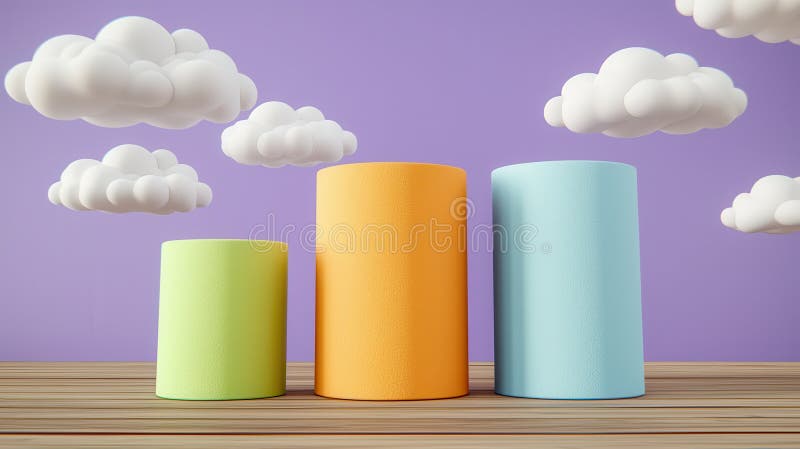 Pastel Cylinders Podium Minimalist 3D Render Product Display Cloud ...