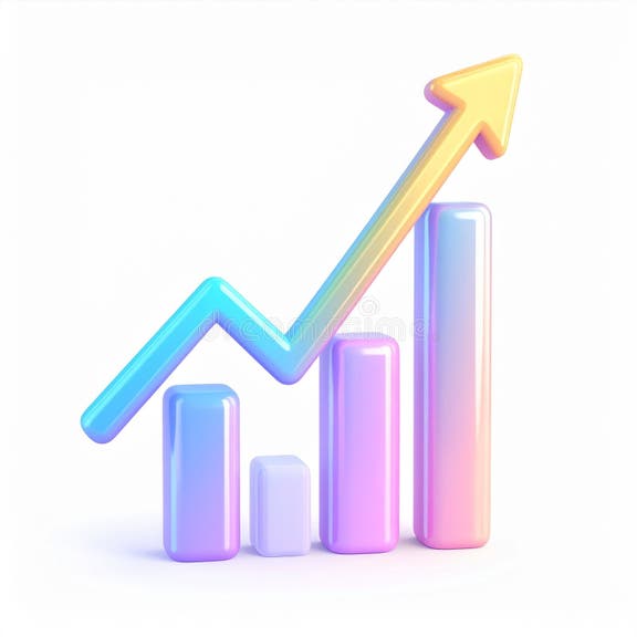 Pastel 3D Bar Graph Showing Growth Stock Illustration - Illustration of ...
