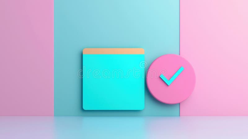 Pastel 3D ID Card Icon Completed Task Checklist Approval Stock ...