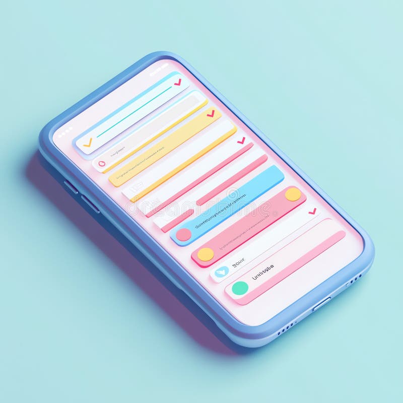 Pastel 3D Phone App UI Illustration Stock Illustration - Illustration ...