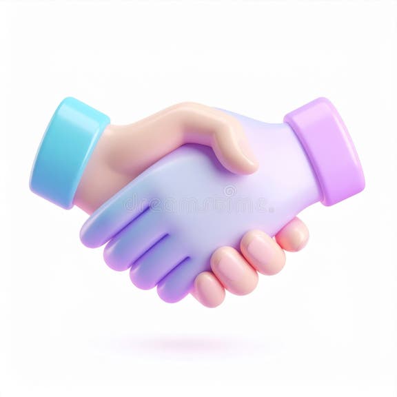 Pastel 3D Render of a Handshake: Business Partnership Concept Stock ...
