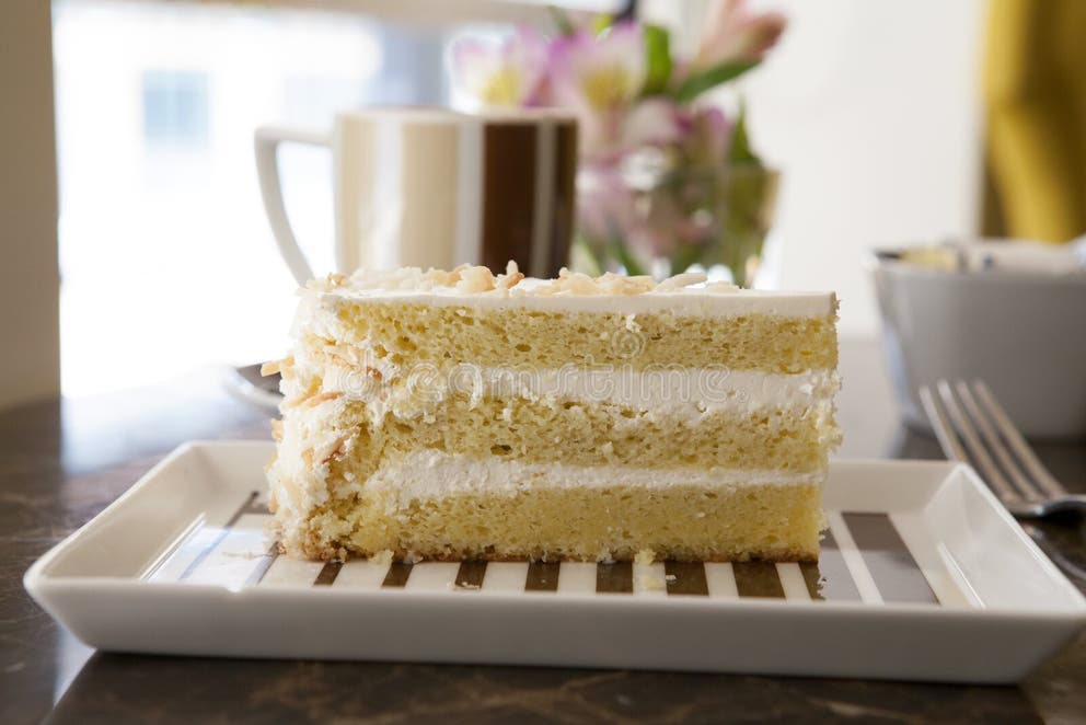 Pastel de capas del coco imagen de archivo. Imagen de crema - 151326281