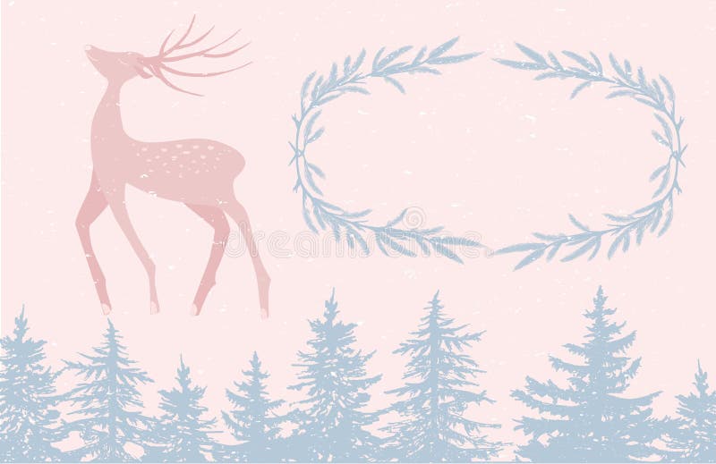 Pastel deer card template stock vector. Illustration of deer - 62588950