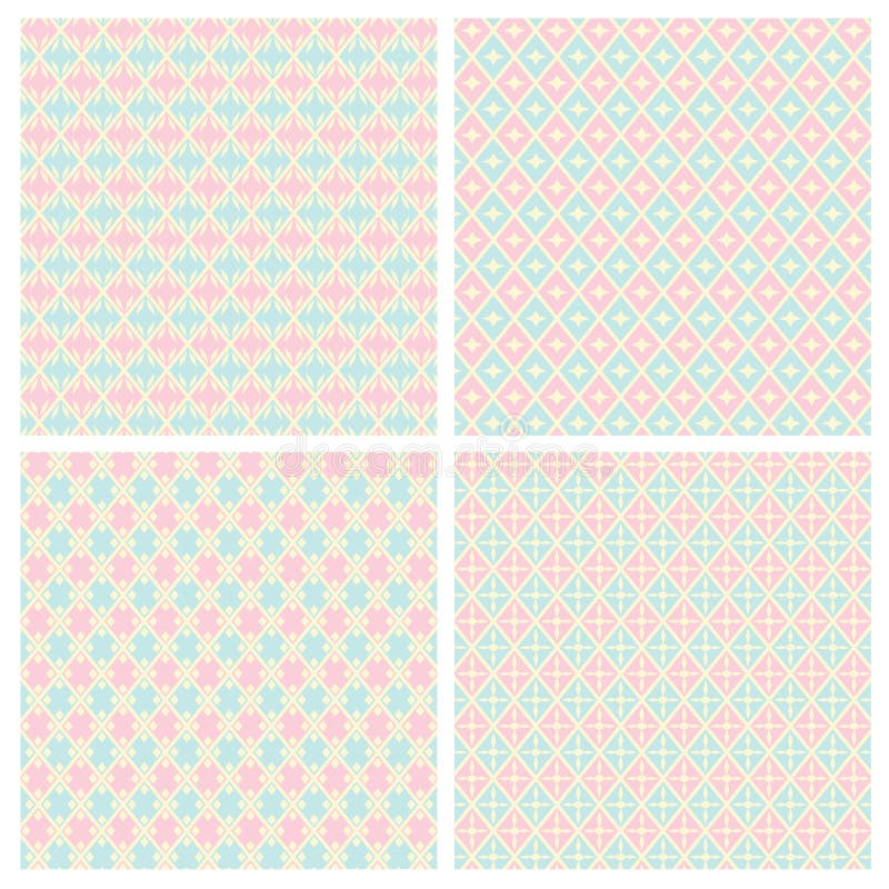 Pastel Diamond Shape Seamless Patterns Stock Vector - Illustration of ...
