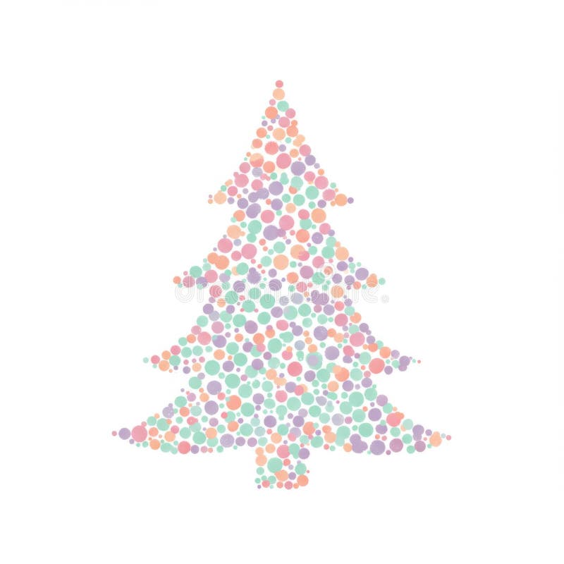 Pastel Dotted Christmas Tree Illustration Stock Illustration ...