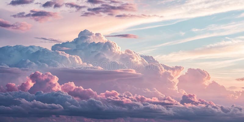 Pastel Dreamscape Fluffy Pink Clouds at Sunset, Sky, Atmosphere Stock ...