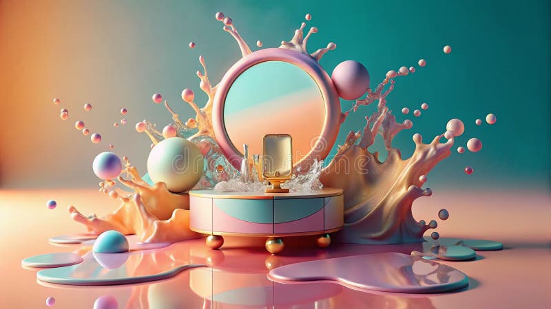 A Pastel Dreamscape of Surreal Vanity Floating Objects Dance Amidst a ...