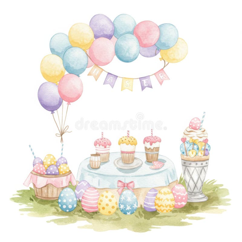 Pastel Easter Celebration Cakes Balloons Stock Photos - Free & Royalty-Free Stock Photos from ...