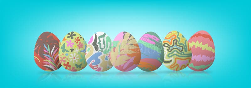 Pastel Easter Egg Banner on Blue Background Stock Vector - Illustration ...