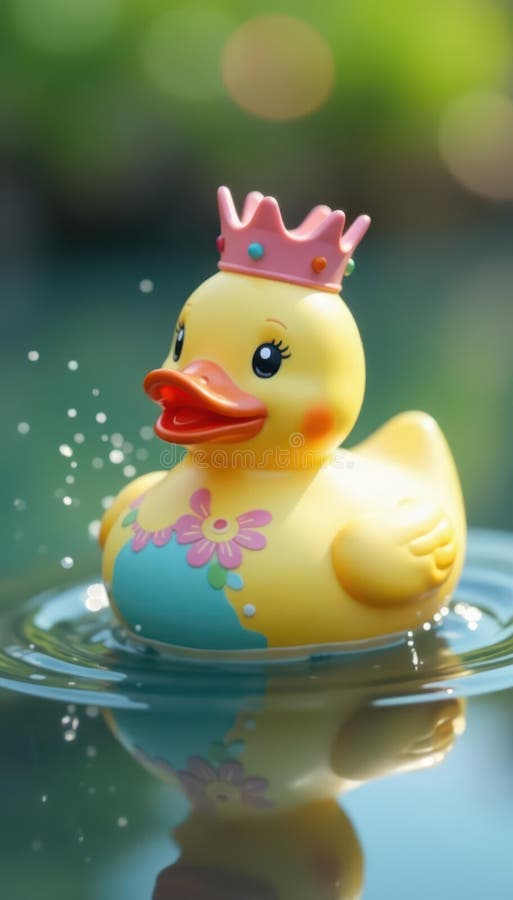 Pastel Easter Egg Crown, Rubber Duck Splashing in Spring Water, Holiday ...