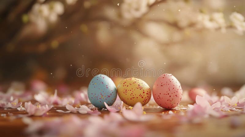 Pastel Easter Eggs Amongst Spring Blossoms Stock Illustration ...