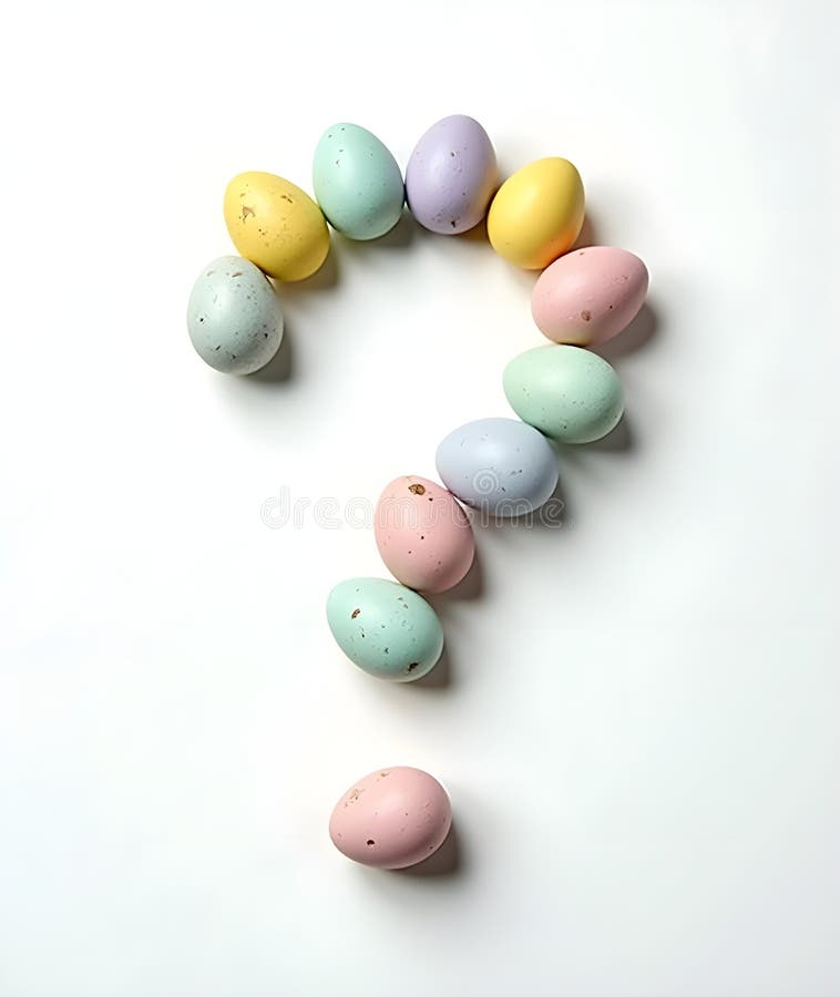 Pastel Easter Eggs Arranged As a Question Mark on White Background ...