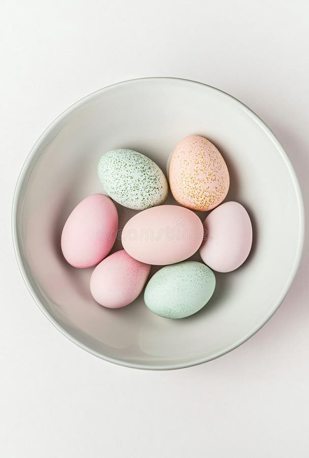 Pastel Easter Eggs in Bowl, Top View Stock Illustration - Illustration of colors, easter: 344944233