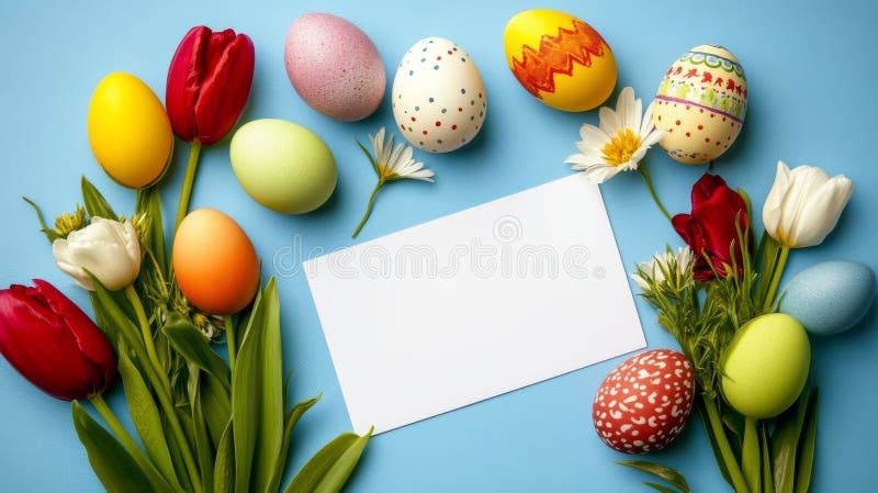 Pastel Easter Eggs and Flowers Serve As Festive Decorations that Frame ...