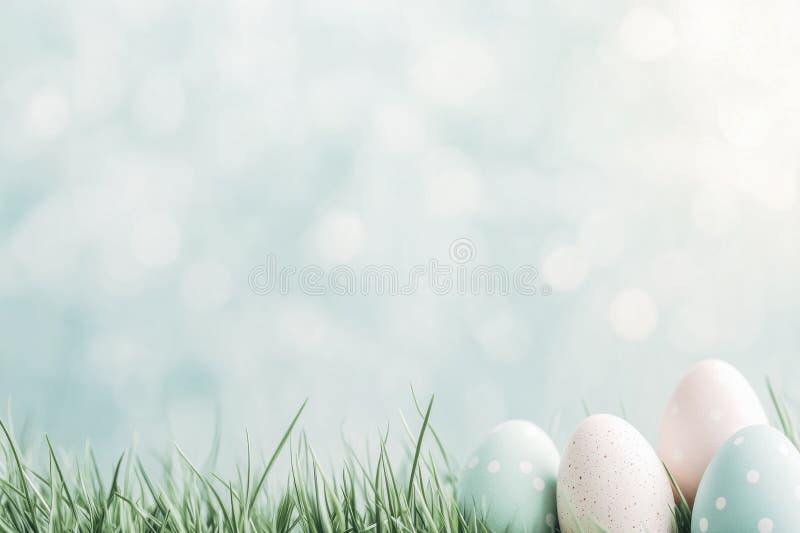 Pastel Easter Eggs Green Grass Soft Bokeh Background Spring ...