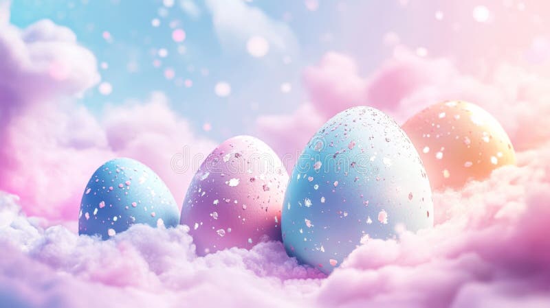 Pastel Easter Eggs Nestled Fluffy Clouds Stock Photos - Free & Royalty ...