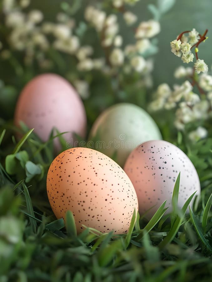 Pastel Easter Eggs Nestled in Spring Grass Stock Illustration ...