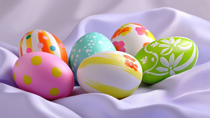 Pastel Easter Eggs on Silk Fabric, Spring Holiday Stock Image - Image ...